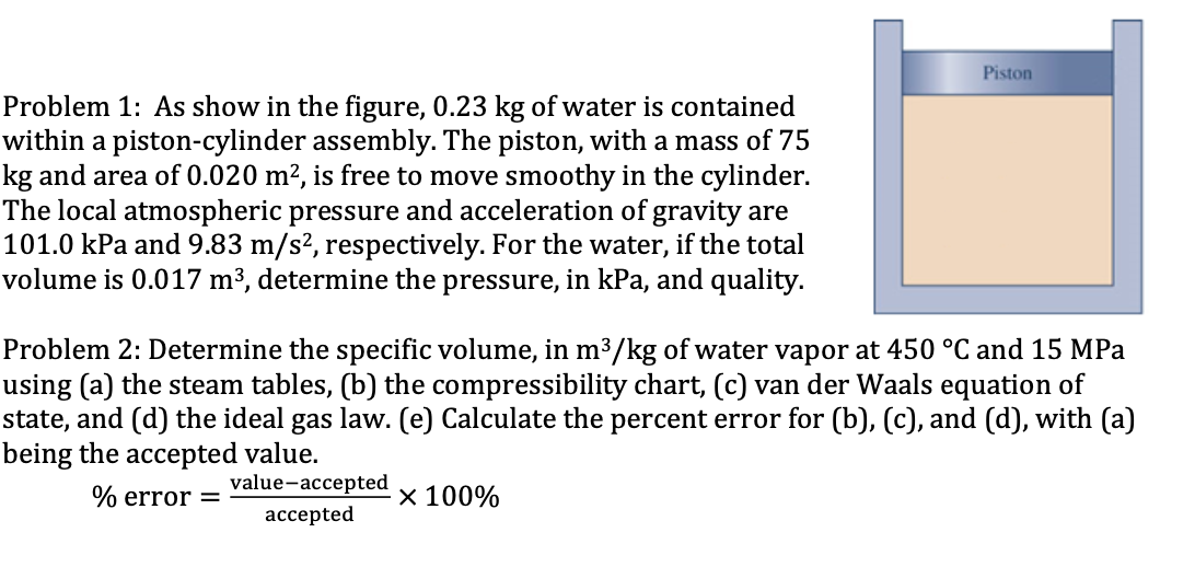 Solved Problem 1: As show in the figure, 0.23 ﻿kg of water | Chegg.com