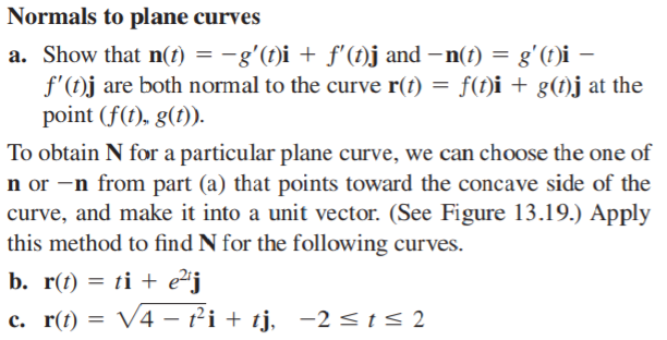 Solved Normals to plane curves a. Show that n(t)-g'(ti + | Chegg.com