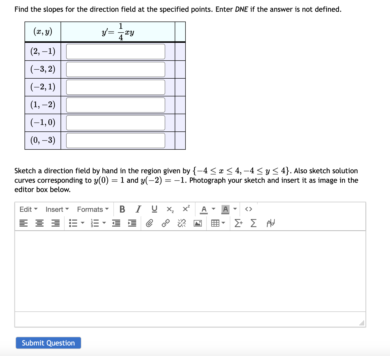 Solved Find the slopes for the direction field at the | Chegg.com