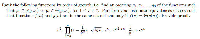 Solved Rank the following functions by order of growth; i.e. | Chegg.com