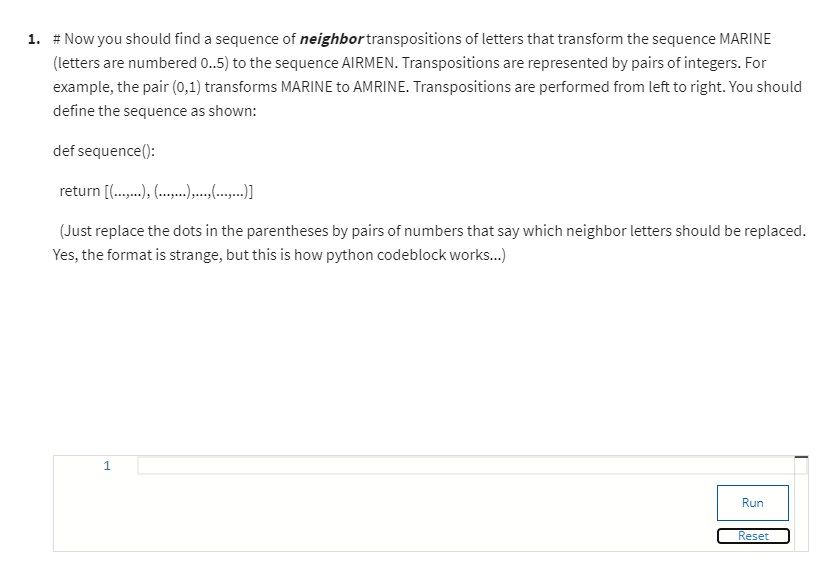 Solved 1. \# Now you should find a sequence of neighbor | Chegg.com