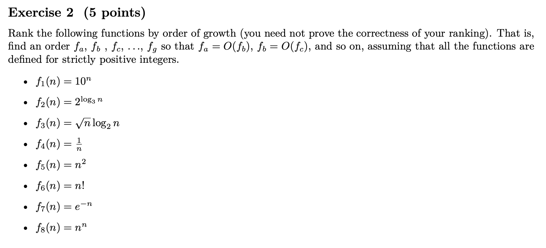 Solved Rank the following functions by order of growth (you | Chegg.com