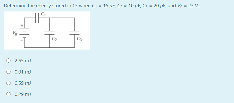 Solved Determine the energy stored in C2 when C1 = 15 uF, C2 | Chegg.com