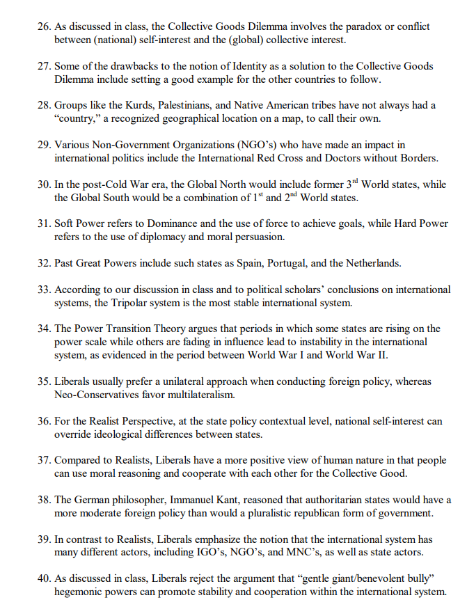 Solved 26. As discussed in class, the Collective Goods | Chegg.com