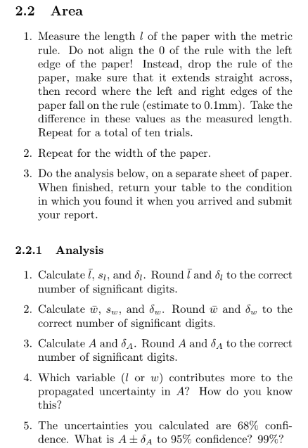 1. Measure the length l of the paper with the metric | Chegg.com
