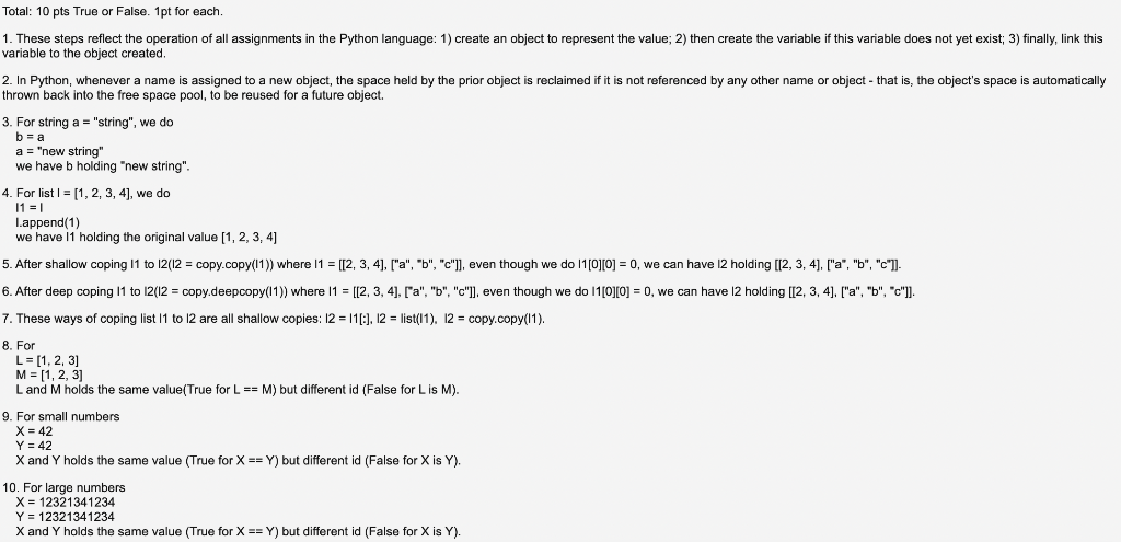 Solved Total: 10 pts True or False. 1pt for each. 1. These | Chegg.com