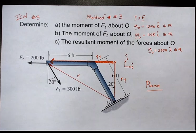 Solved Method?4#3 rXF a) the moment of F, about O Mo-12% K | Chegg.com