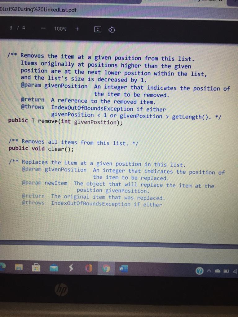 Solved ADT List using LinkedList Complete and Change the | Chegg.com