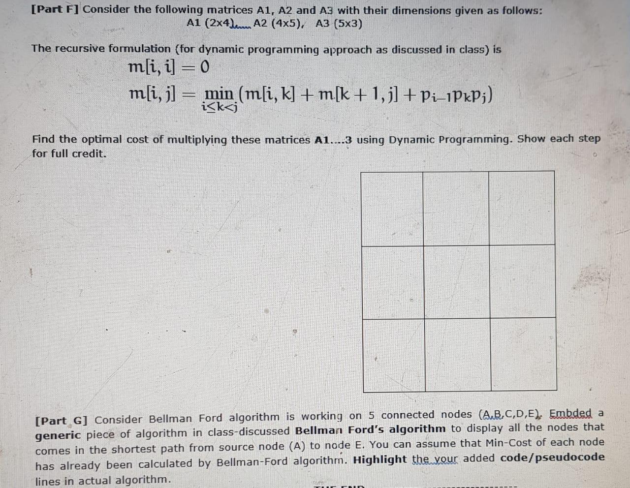 Solved [Part F] Consider the following matrices A1, A2 and | Chegg.com