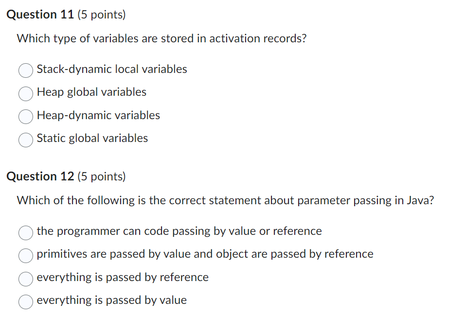 Solved Which of the following languages permits nested | Chegg.com