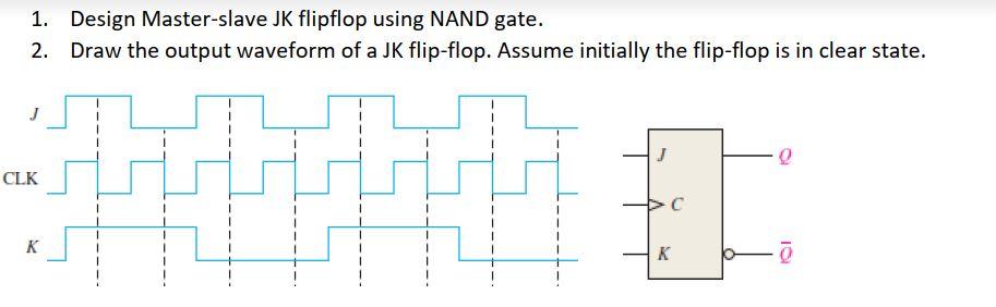 Solved 1. Design Master-slave JK flipflop using NAND gate. | Chegg.com