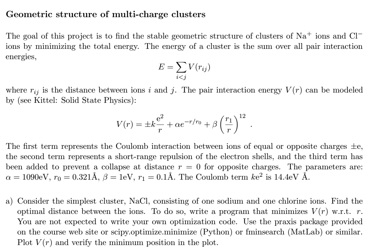 Solved WITH PYTHON PLEASE Geometric structure of | Chegg.com