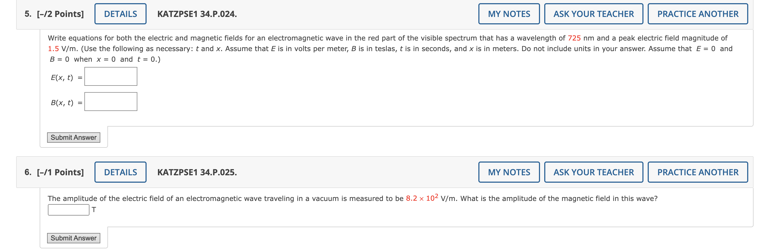 Solved 5. [-/2 Points] KATZPSE1 34.P.024. B=0 when x=0 and | Chegg.com