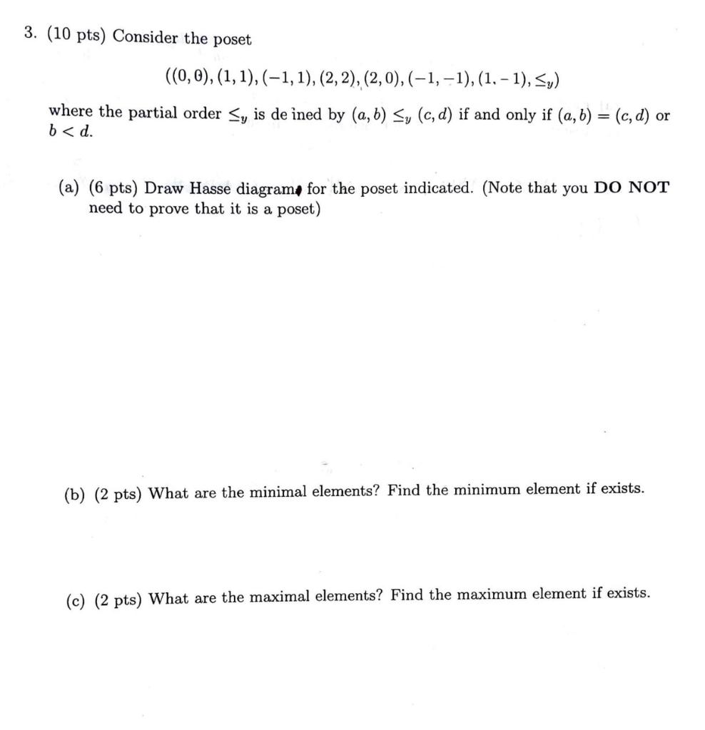 Solved 3. (10 pts) Consider the poset | Chegg.com