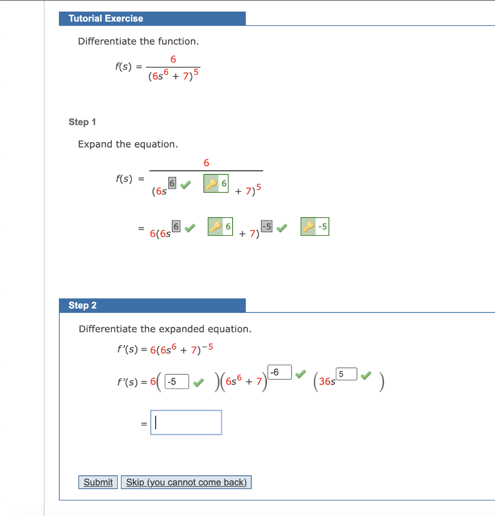 Solved Tutorial Exercise Differentiate the function. 6 f(s) | Chegg.com