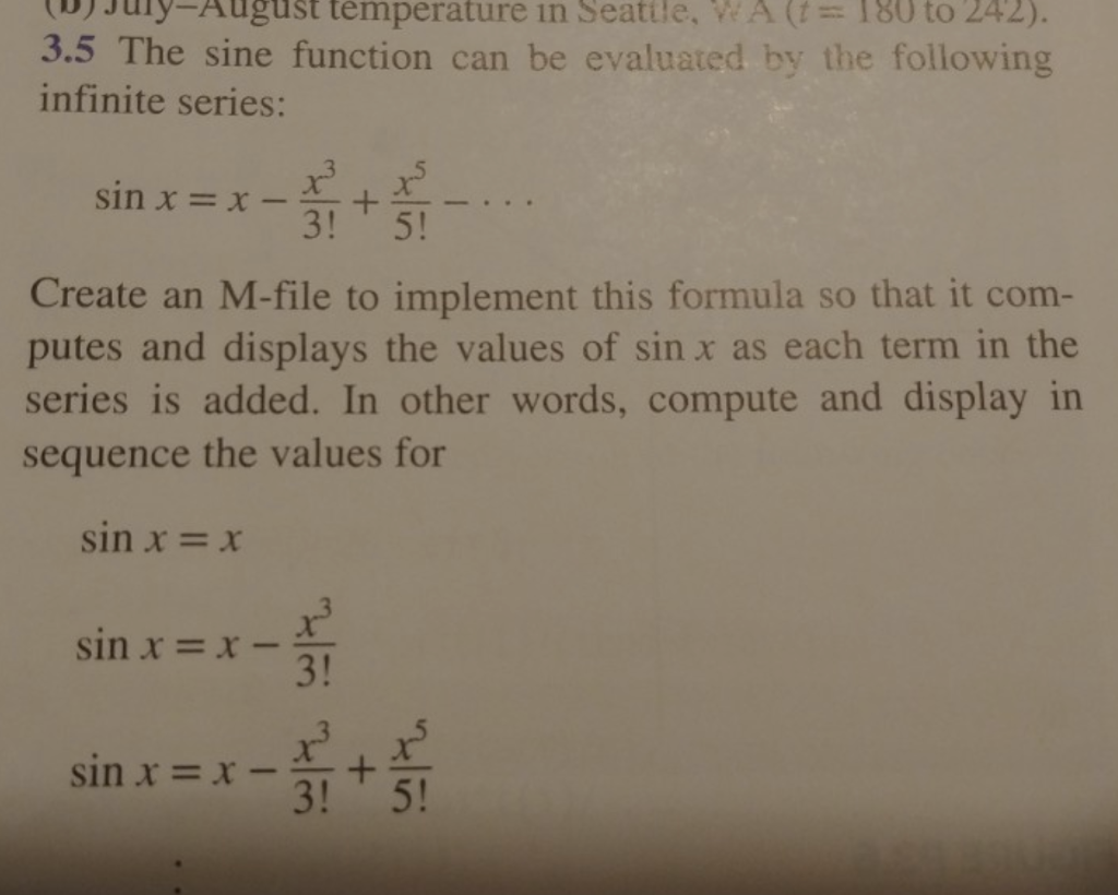 Solved 3.5 The sine function can be evaluated by the | Chegg.com