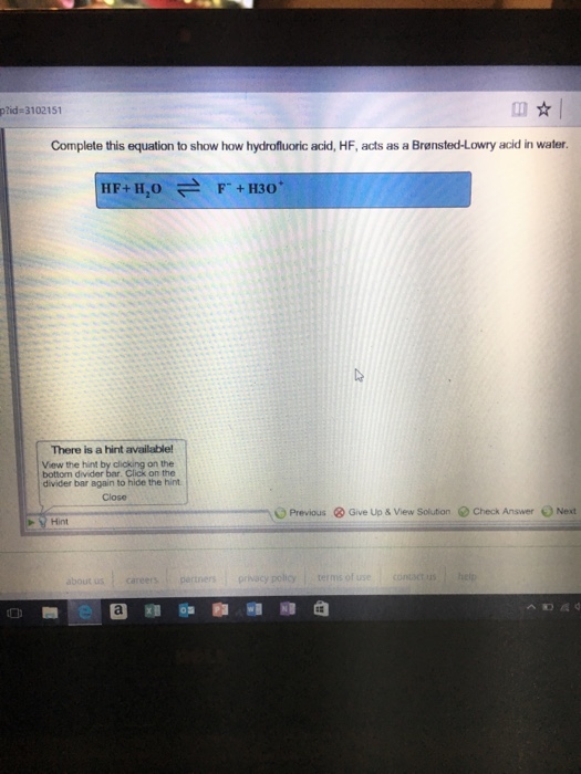 Solved Complete this equation to show how hydrofluoric acid, | Chegg.com