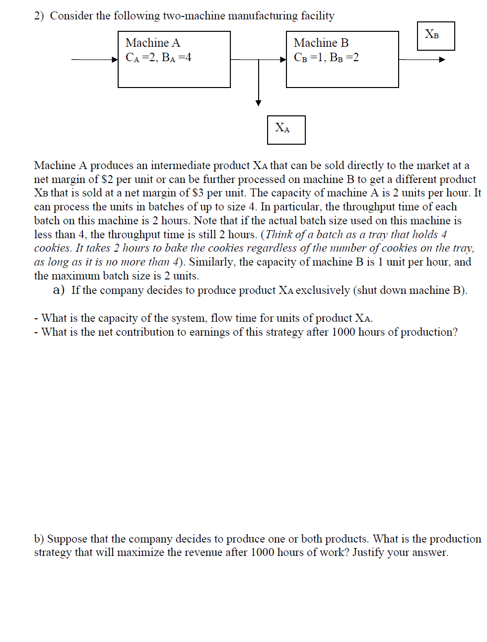 Solved 2) Consider the following two-machine manufacturing | Chegg.com
