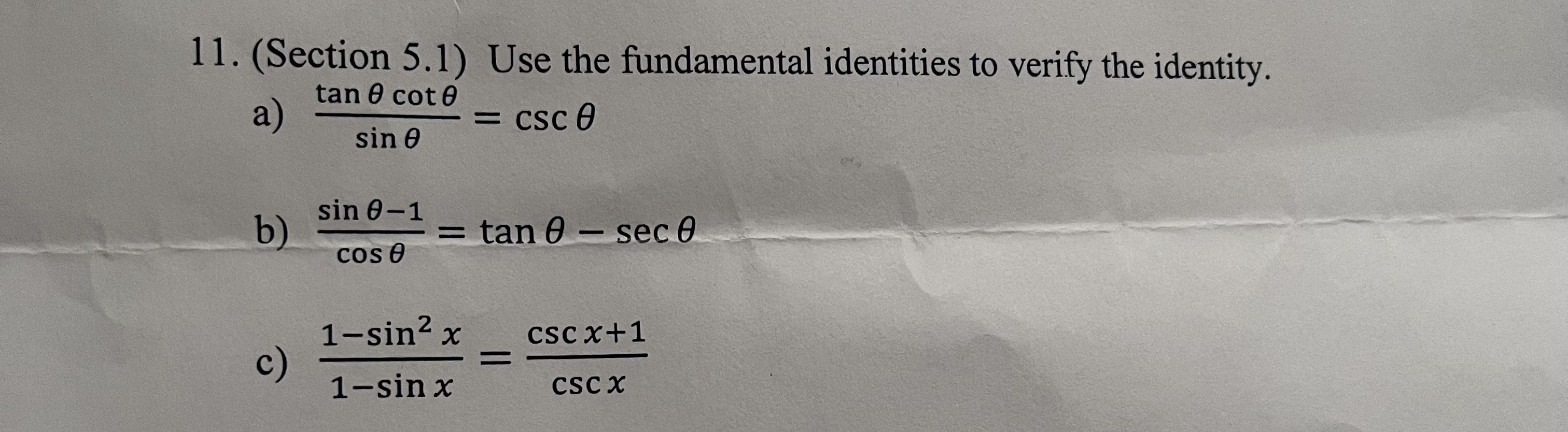 Solved 11. (Section 5.1) Use the fundamental identities to | Chegg.com