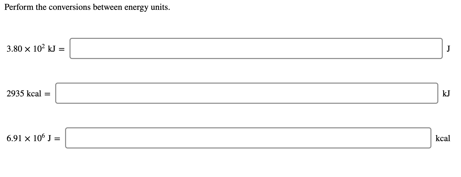 Solved Perform the conversions between energy units. 3.80 x | Chegg.com