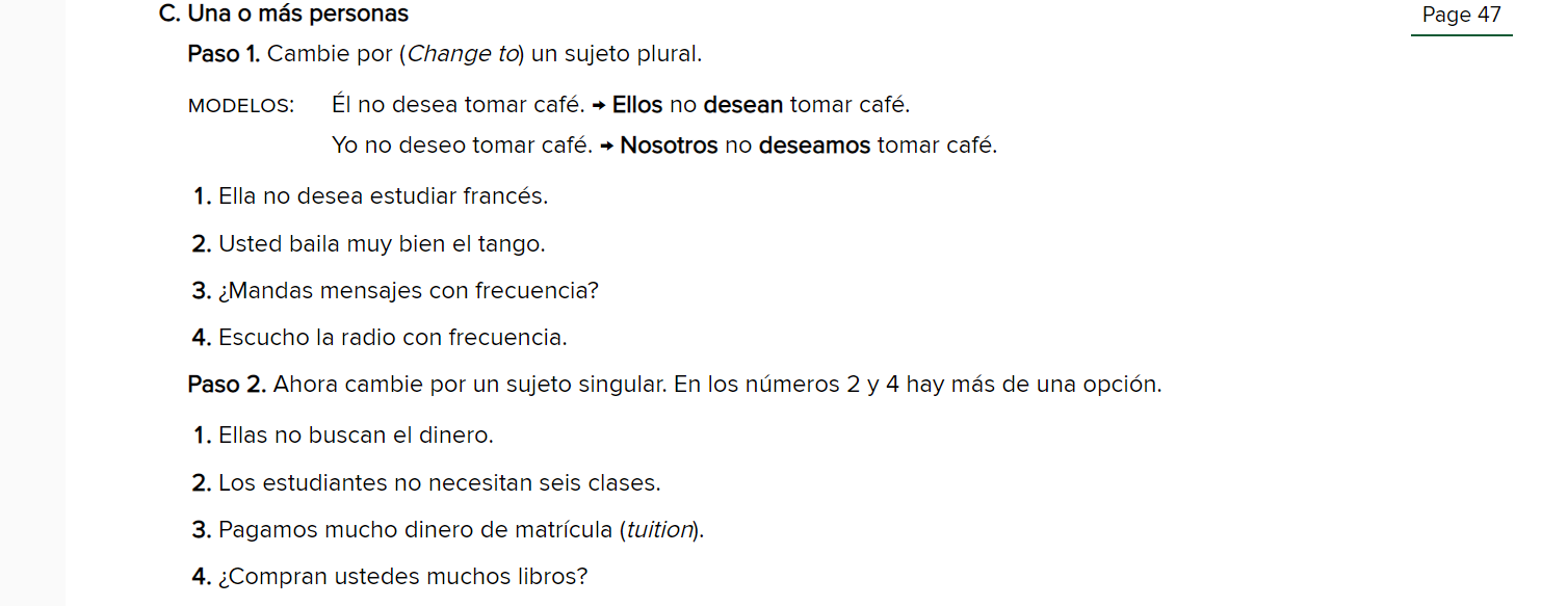 Review the AR verbs an do exercise C Paso 1 y 2, and | Chegg.com