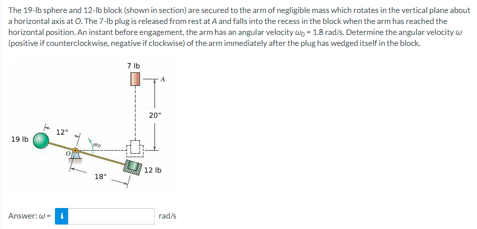 Solved The 19-lb sphere and 12-lb block (shown in section) | Chegg.com