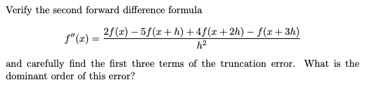 Verify the second forward difference formula | Chegg.com