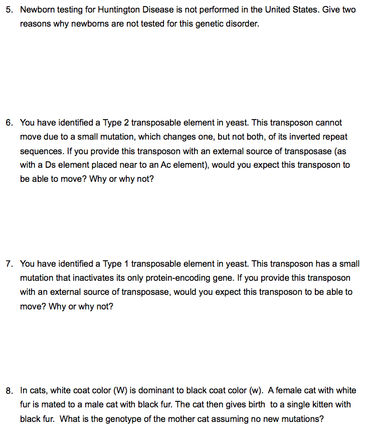 Solved Genetics Worksheet Week 5: Mutation and DNA Repair; | Chegg.com