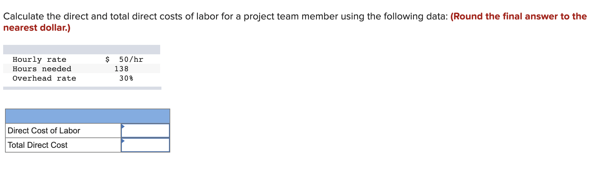 Solved Calculate the direct and total direct costs of labor | Chegg.com