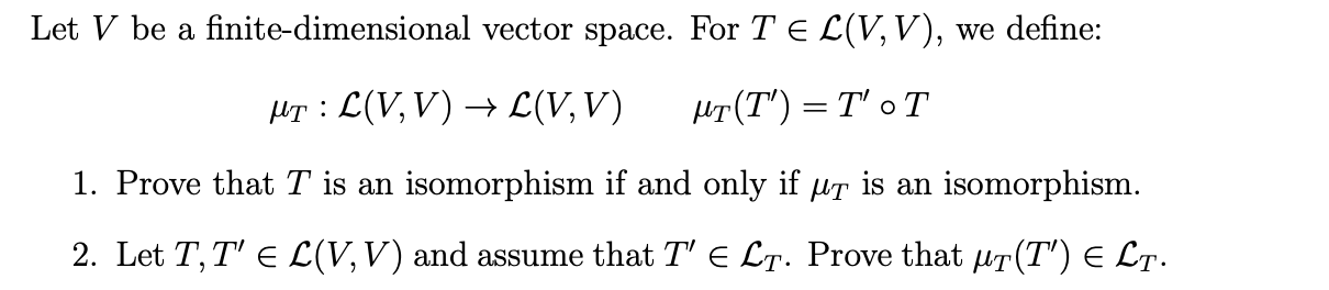 Solved Let V be a finite-dimensional vector space. For | Chegg.com