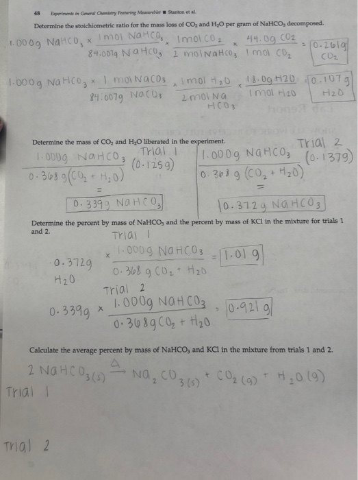 Solved Determine the stoichiometric ratio for the mass loss | Chegg.com