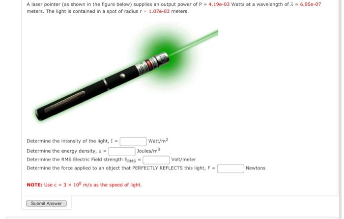 A laser pointer (as shown in the figure below) | Chegg.com