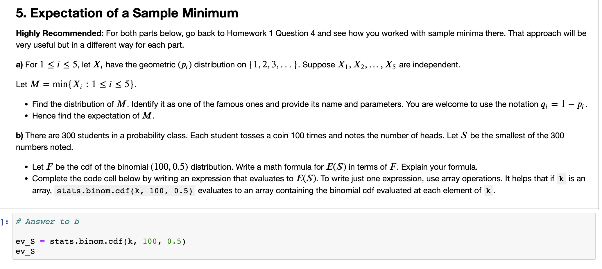 Solved 5. Expectation of a Sample Minimum Highly | Chegg.com