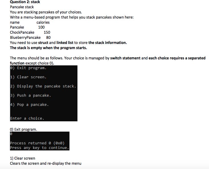 Question 2: stack Pancake stack You are stacking | Chegg.com