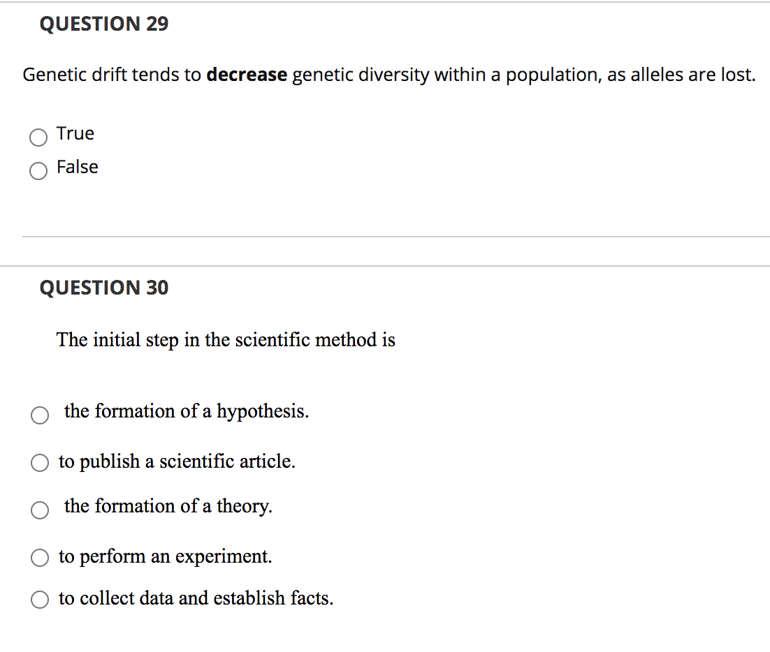 Solved Genetic drift tends to decrease genetic diversity | Chegg.com