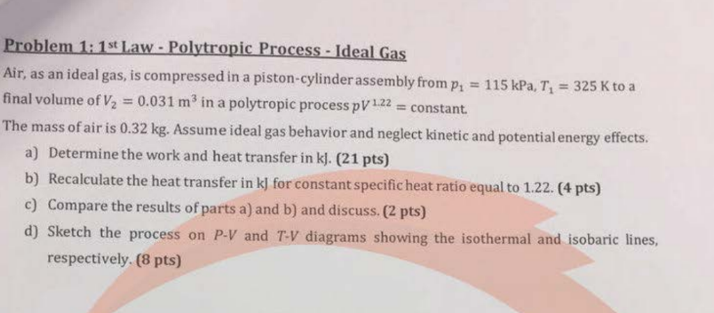 Solved Problem 1: 1st Law-Polytropic Process - Ideal Gas | Chegg.com