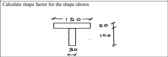 Solved Calculate shape factor for the shape shown 50 I 100 | Chegg.com
