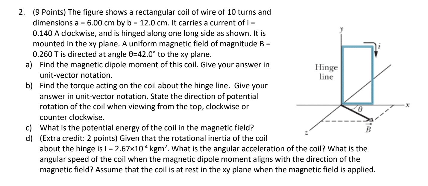 Solved 2. (9 Points) The figure shows a rectangular coil of | Chegg.com