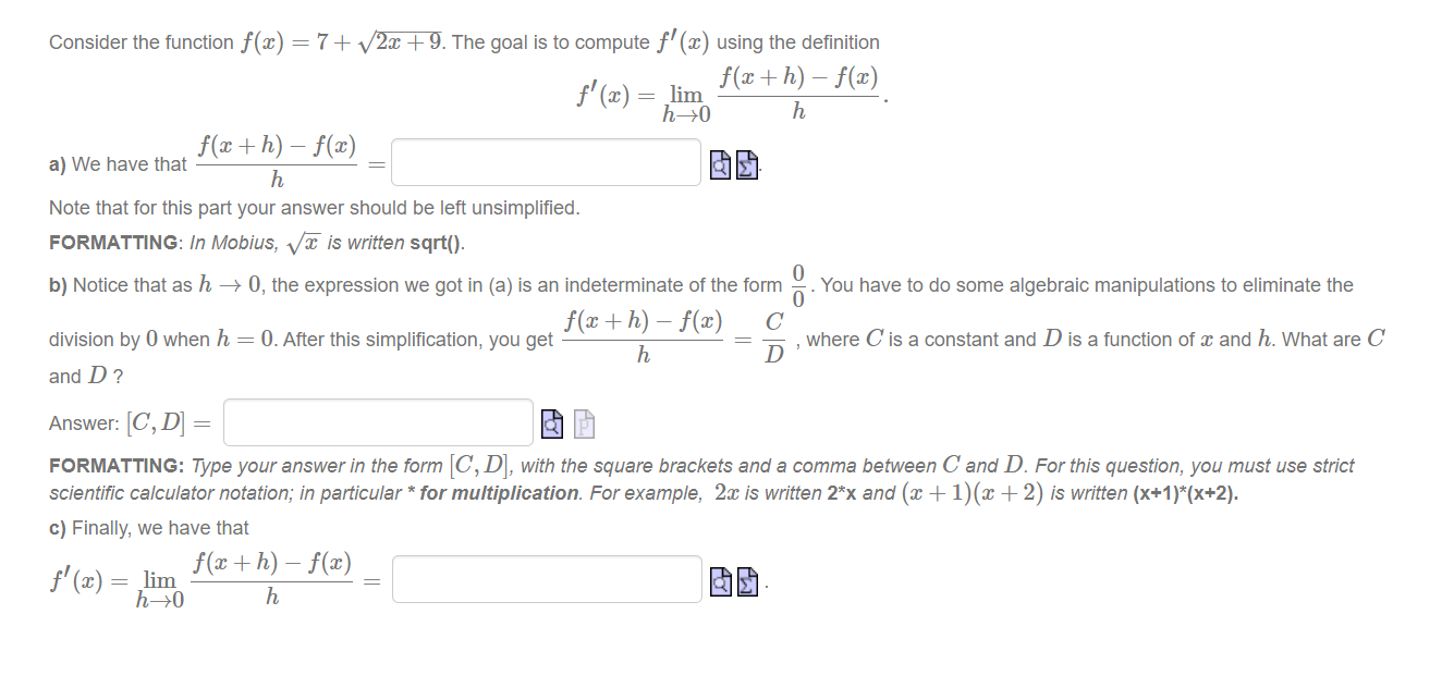 Solved Consider the function f(x)=7+2x+9. The goal is to | Chegg.com