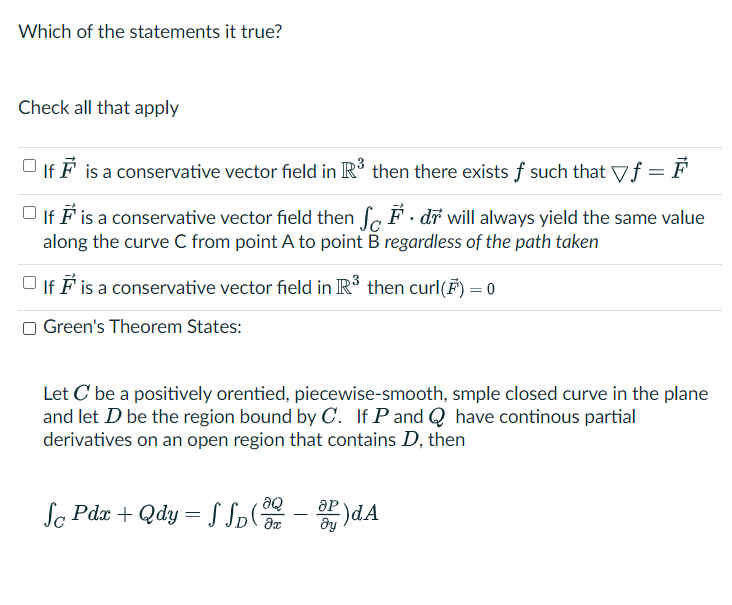 Solved Which of the statements it true? Check all that apply | Chegg.com