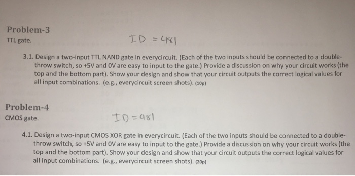 Solved Problem-3 TTL gate. 3.1. Design a two-input TTL NAND | Chegg.com
