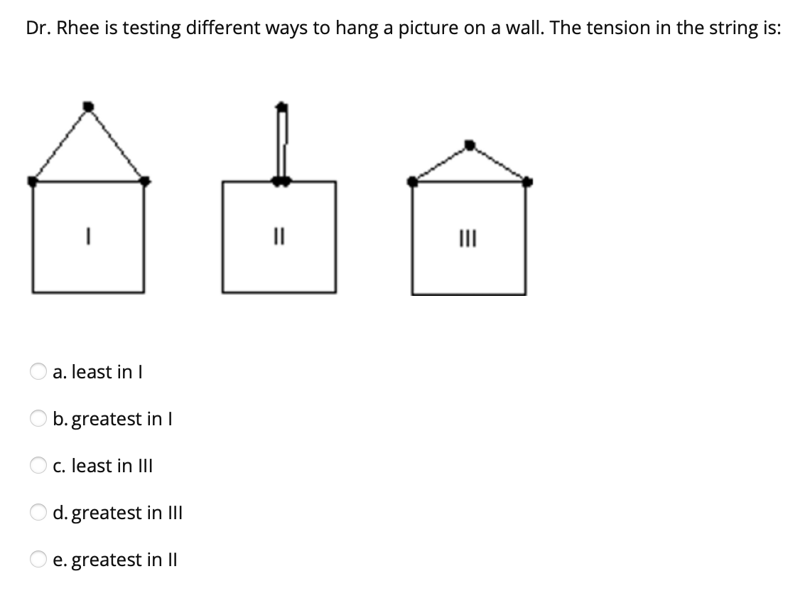 Solved Dr. Rhee is testing different ways to hang a picture | Chegg.com