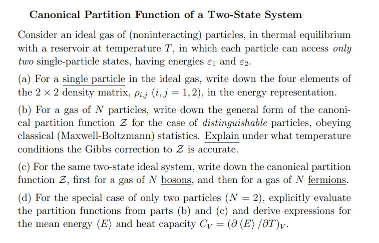 Solved Canonical Partition Function of a Two-State System | Chegg.com