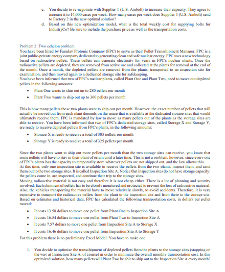 Solved Distribution Network Design Problems ISE 470 Problem | Chegg.com