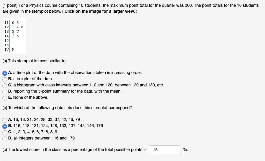 Solved (1 point) For a Physics course containing 10 | Chegg.com