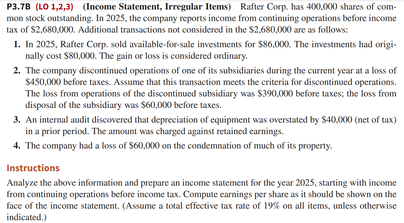Solved P3.7B (LO 1,2,3) (Income Statement, Irregular Items) | Chegg.com
