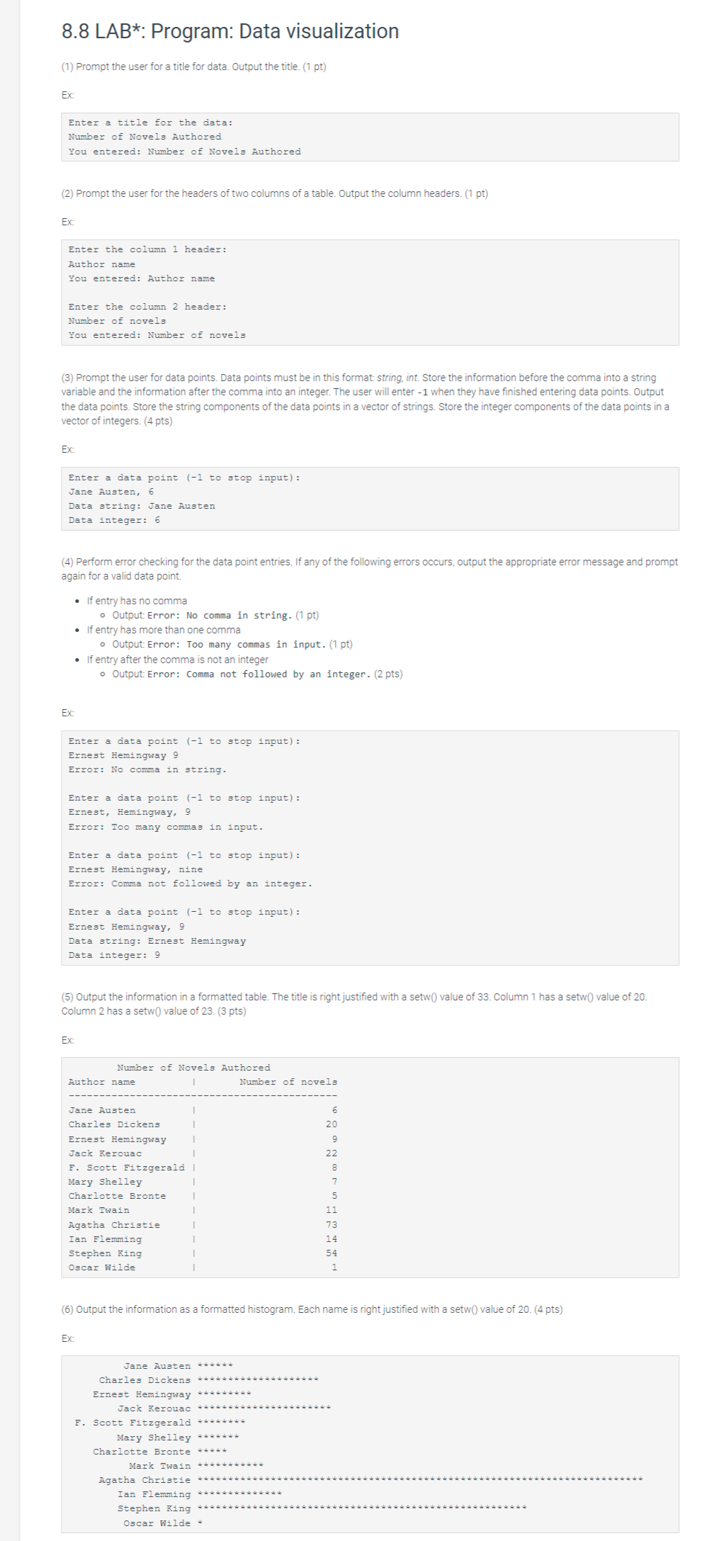 Solved Program: Data visualization (C++) Here's the | Chegg.com