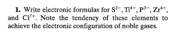 Solved 1. Write electronic formulas for S2-, T14+, P3-, | Chegg.com