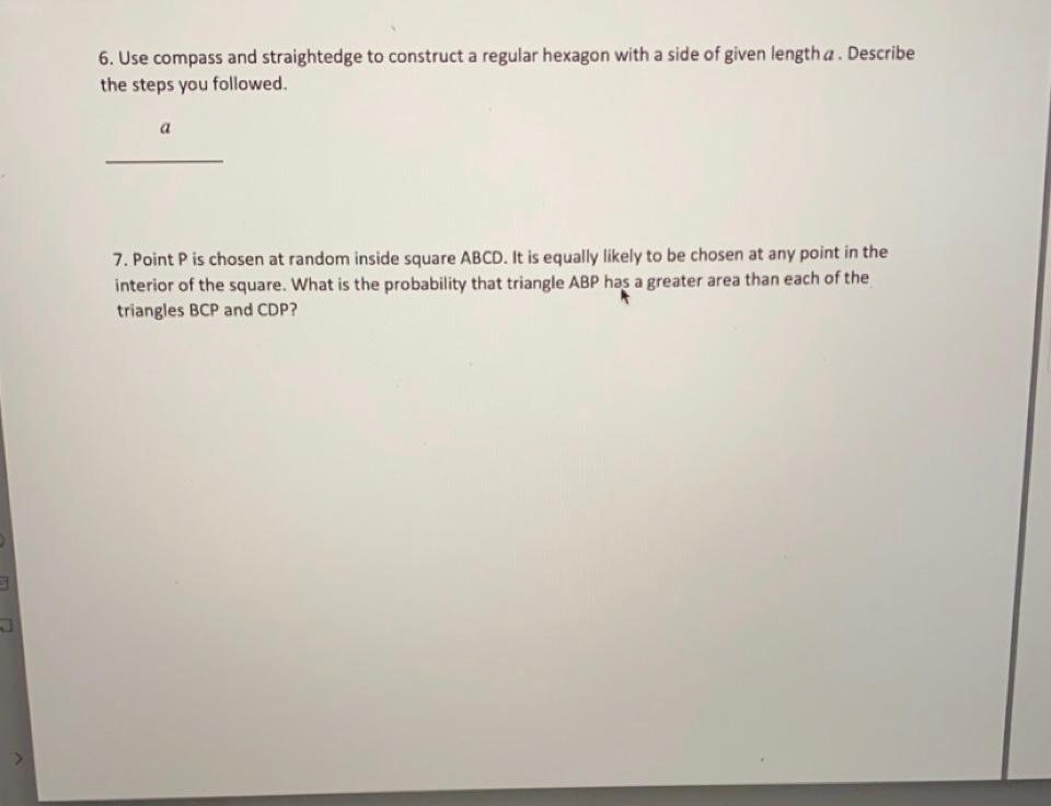 Solved 6. Use compass and straightedge to construct a | Chegg.com