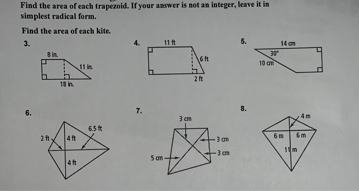 Solved Find the area of each trapezoid. If your answer is | Chegg.com